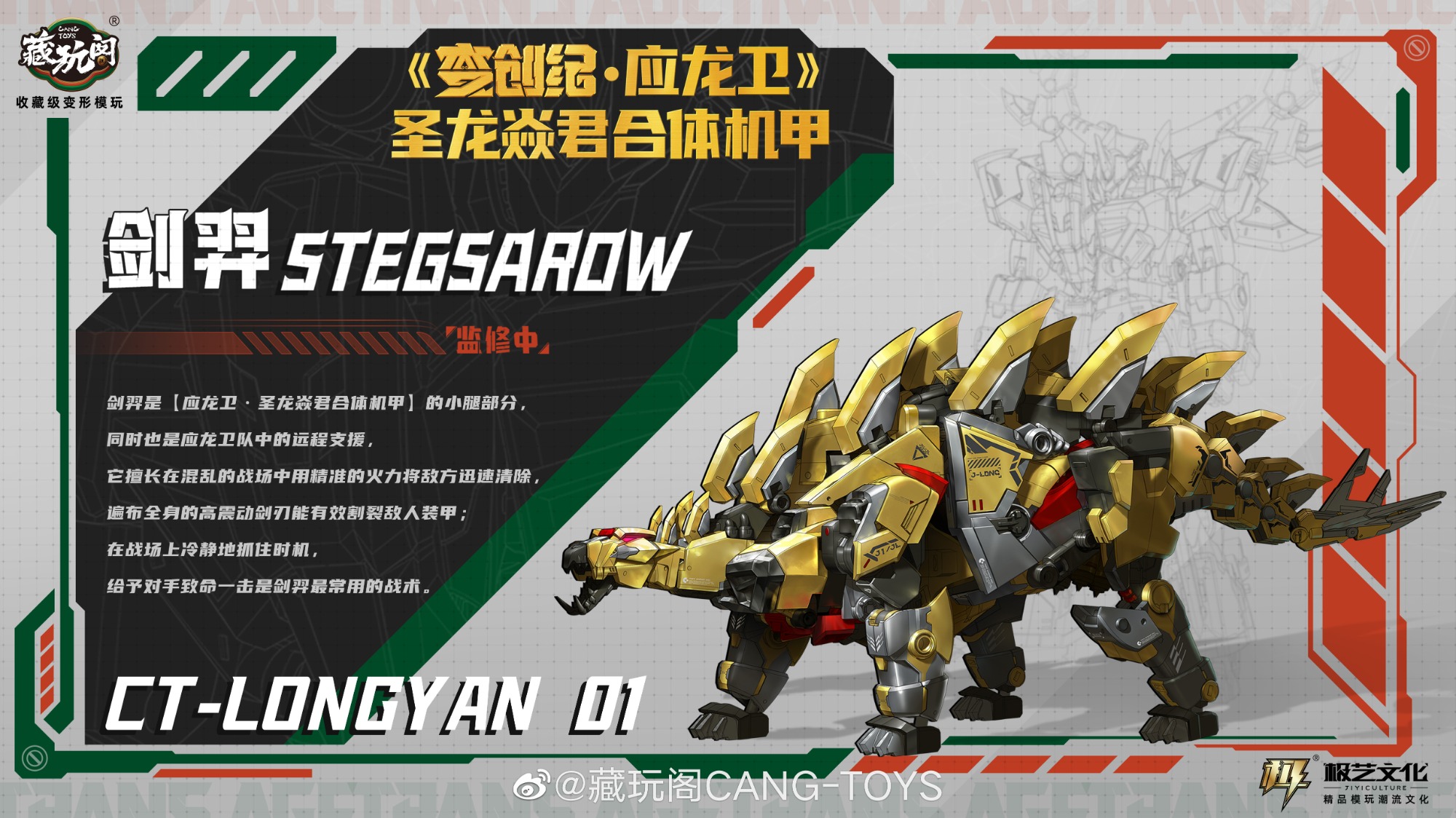 Cang Toys CT-LONGYAN 01 Dinobots Shuraking Stegsarow Snarl